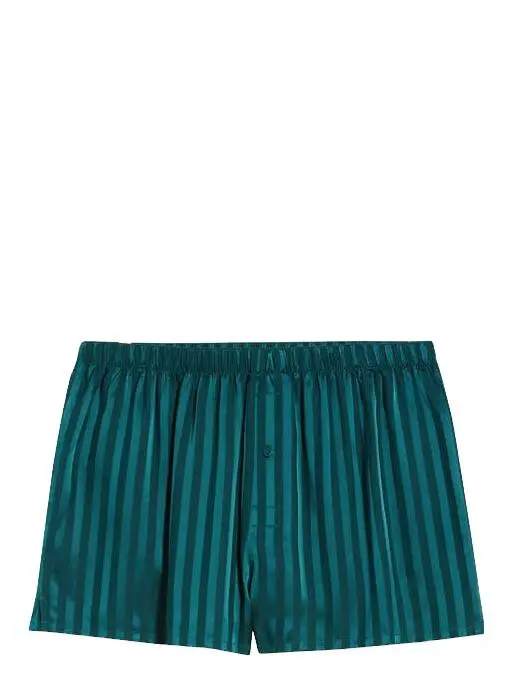 Lunya Stripe Jacquard Washable Silk Boxer Shorts - Dusky Cypress Jacquard
