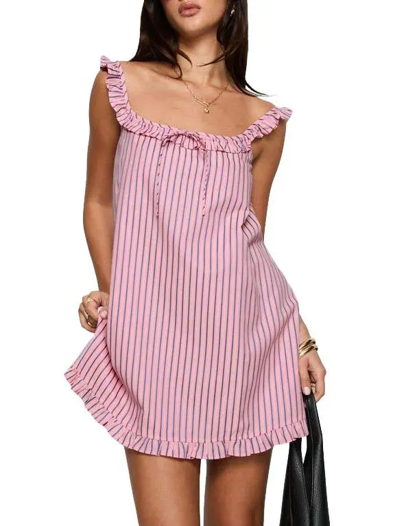 Princess Polly Zalina Stripe Babydoll Mini Dress - Pink Stripe