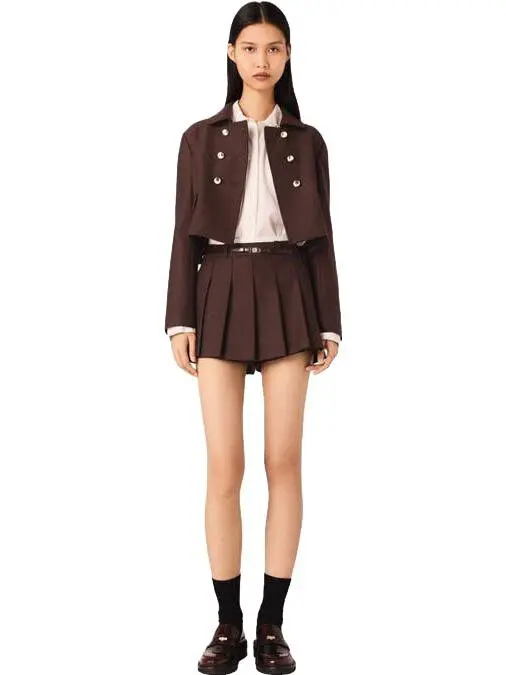 Maje Short Double-breasted Jacket - Brown