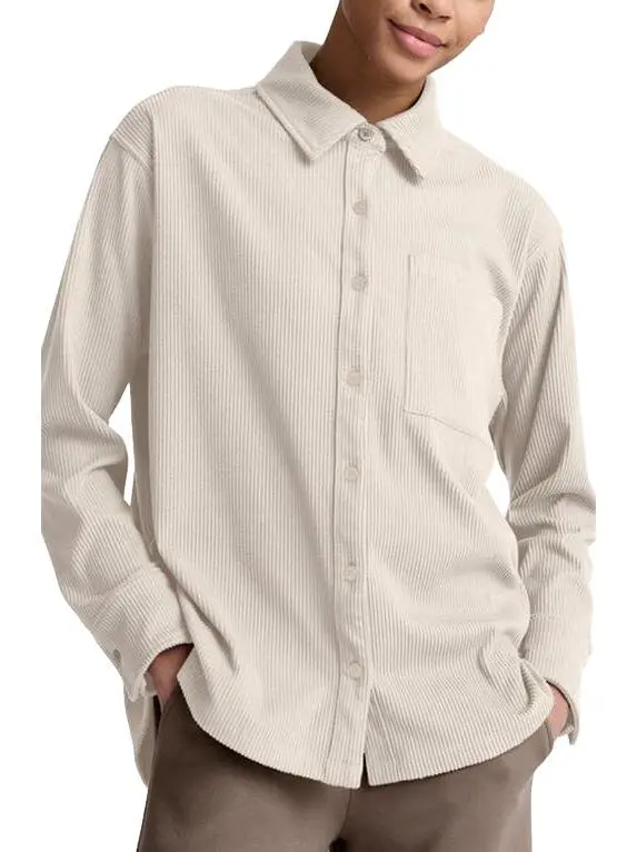Beyond Yoga Breathe Easy Corduroy Button-up Shirt - Dove