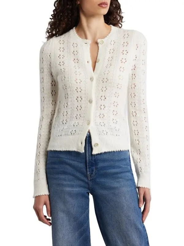 DÔEN Emery Pointelle Cardigan - Swan