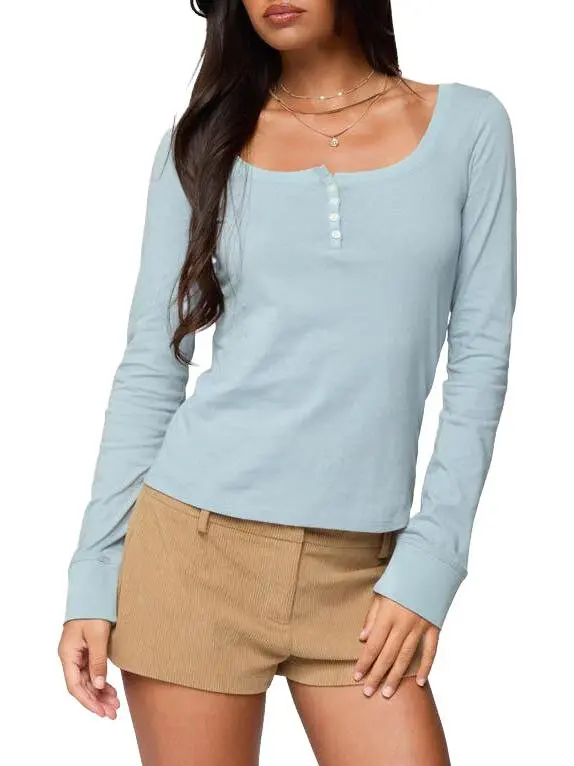 EDIKTED Steffey Henley Top - Light-blue