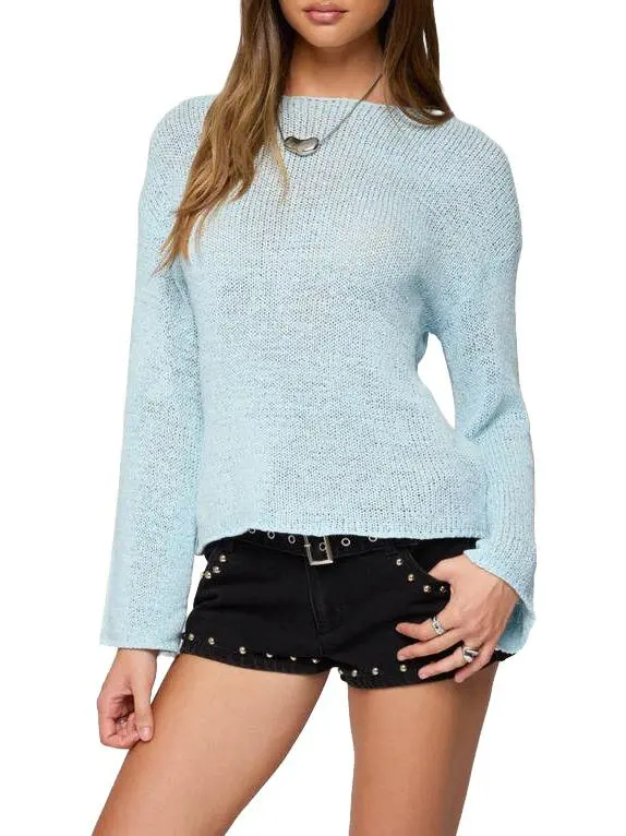 EDIKTED Drop Shoulder Lightweight Sweater - Light-blue