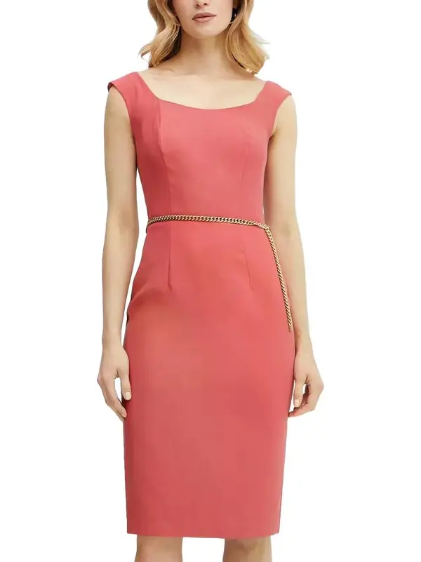 MARCIANO Vittoria Square-neck Chain Midi Dress - Pink