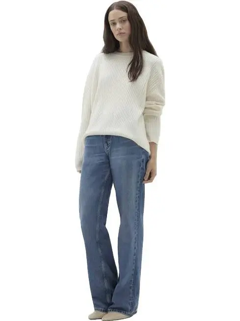 Naked Cashmere Campbell Ribbed Crewneck Cashmere Sweater - Ecru