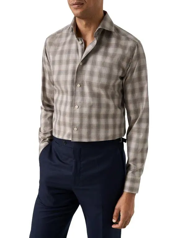 Eton Slim Fit Bold Check Twill Button-up Shirt - Light Beige