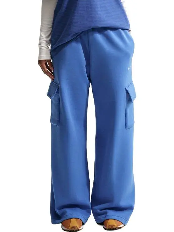 Nike Sportswear Phoenix Fleece Wide Leg Cargo Sweatpants - 460 Light Medium Blue/sail