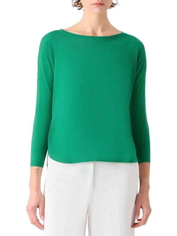 Akris Drop Shoulder Virgin Wool Sweater - Green