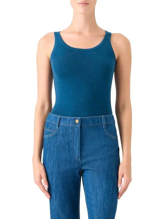Akris Fitted Virgin Wool Sweater Tank - Teal