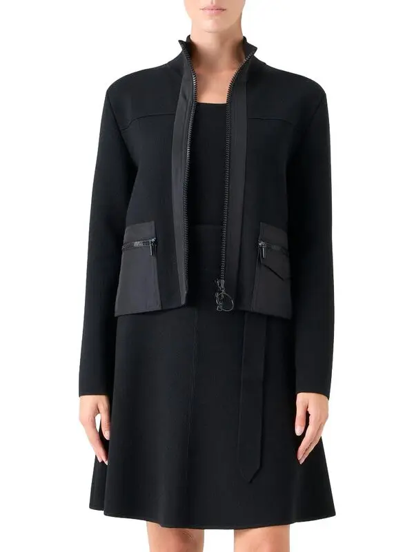 Akris Mixed Media Crop Jacket - Black