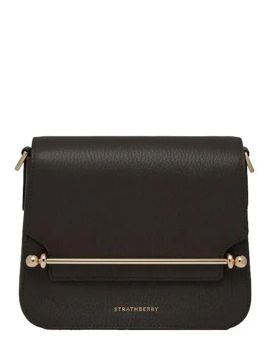 Strathberry Mini Ace Leather Crossbody Bag - Espresso