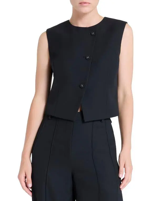 TWP Perry Virgin Wool Crop Vest - Black