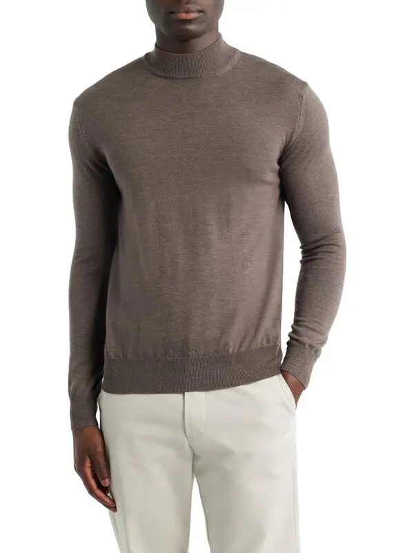 AURELIEN Cashwool® Mock Neck Sweater - Ash Grey
