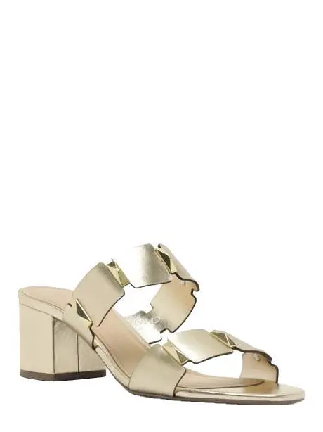 AREZZO Lyra Studded Mid Heel Slide Sandal - Platino