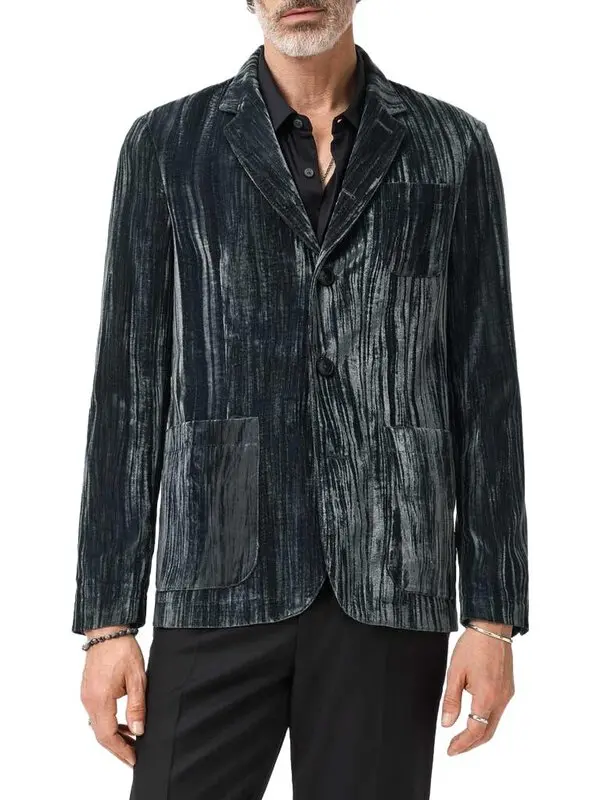 John Varvatos Maddox Soft Velvet Jacket - Blue/charcoal