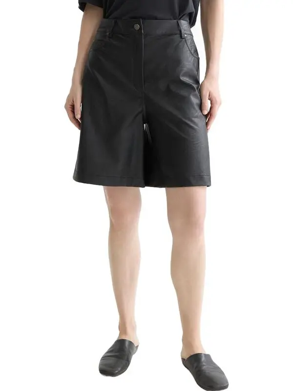 Scotch & Soda High-waist Faux Leather Shorts - Meteorite
