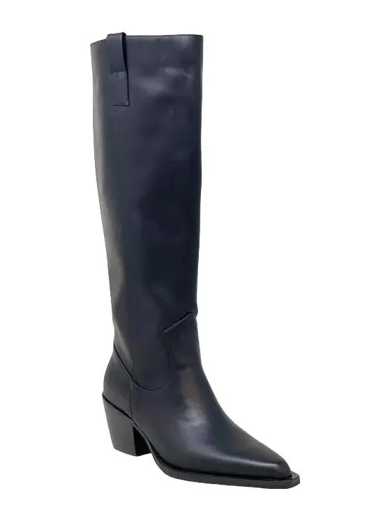 SHU SHOP Vienna Knee High Western Boots - Black