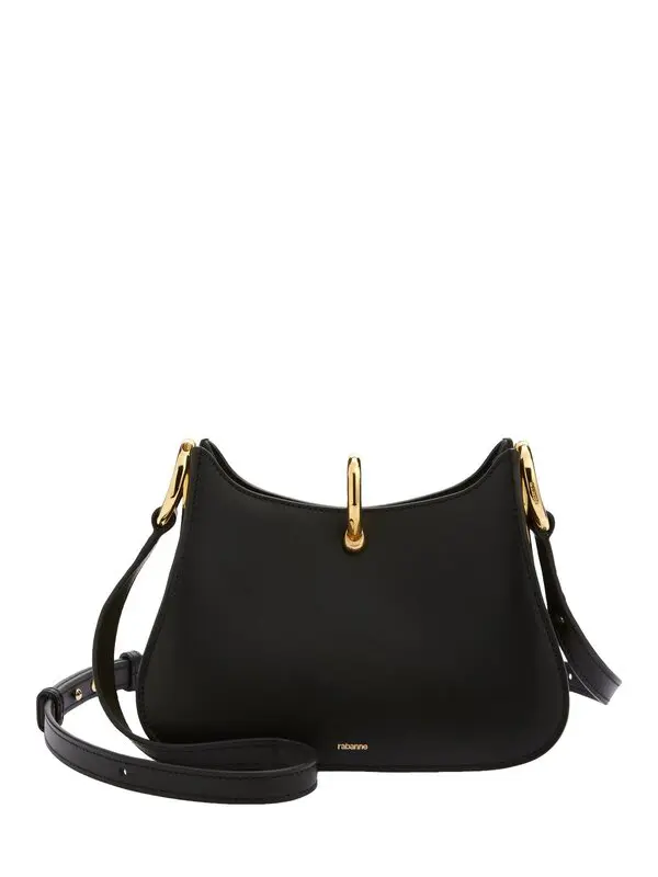Rabanne Small Ring Leather Shoulder Bag - Black