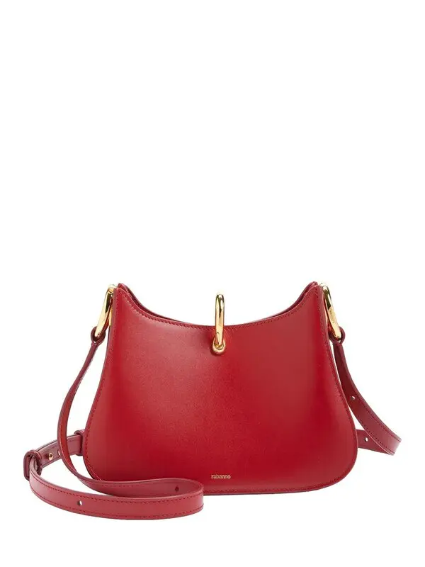 Rabanne Small Ring Leather Shoulder Bag - Red