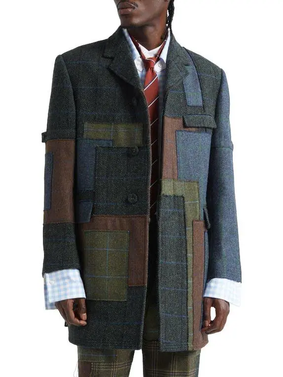 Thom Browne Patchwork Wool Chesterfield Coat - Seasonal Multi
