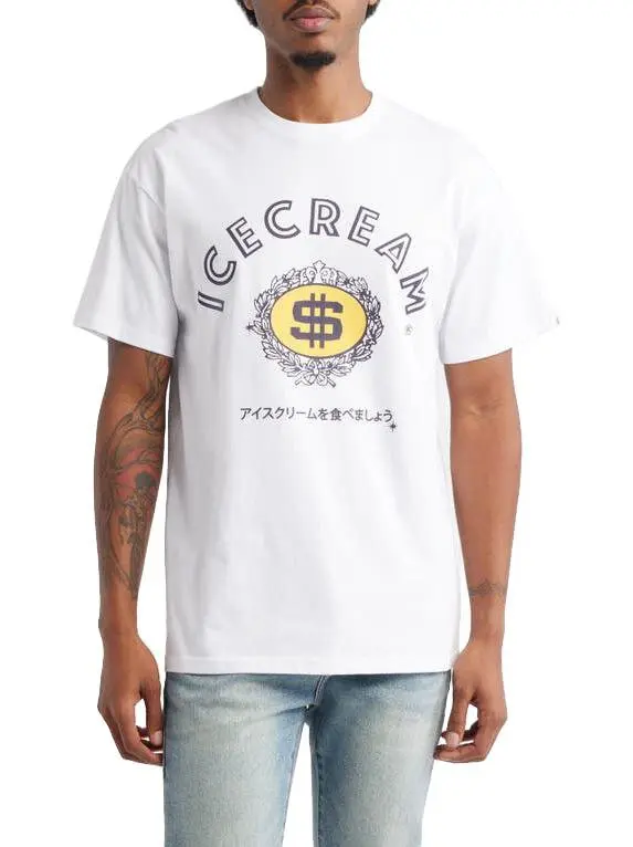 ICECREAM Dollars Cotton Graphic T-shirt - White