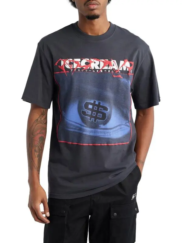 ICECREAM Eyescream Cotton Graphic T-shirt - Charcoal Art