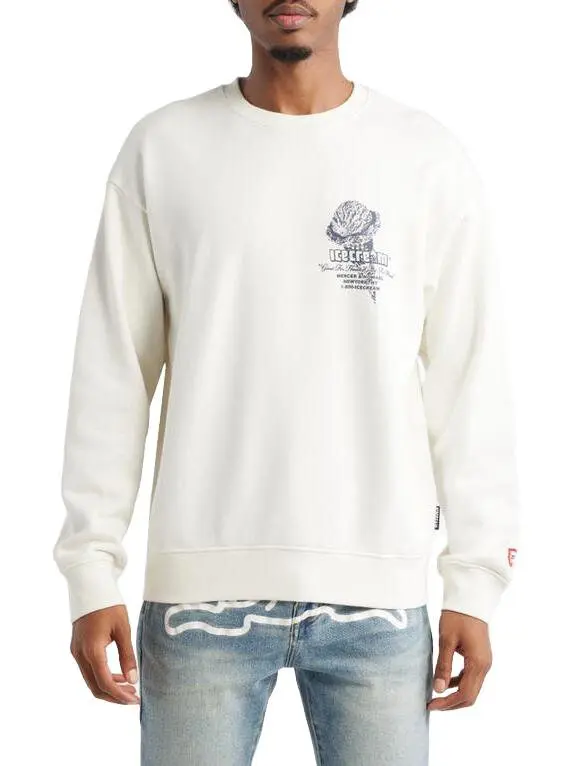 ICECREAM Graphic Print Cotton Sweatshirt - Whisper White