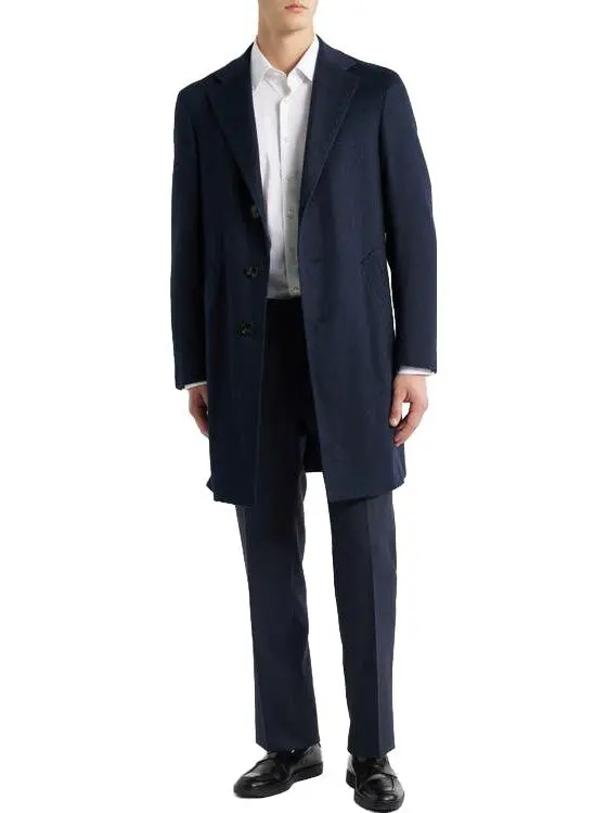 Canali Kei Trim Fit Cashmere Coat - Navy