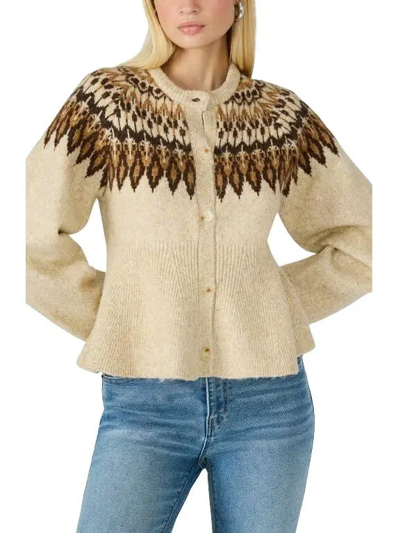 Steve Madden Fair Isle Peplum Cardigan - Multi