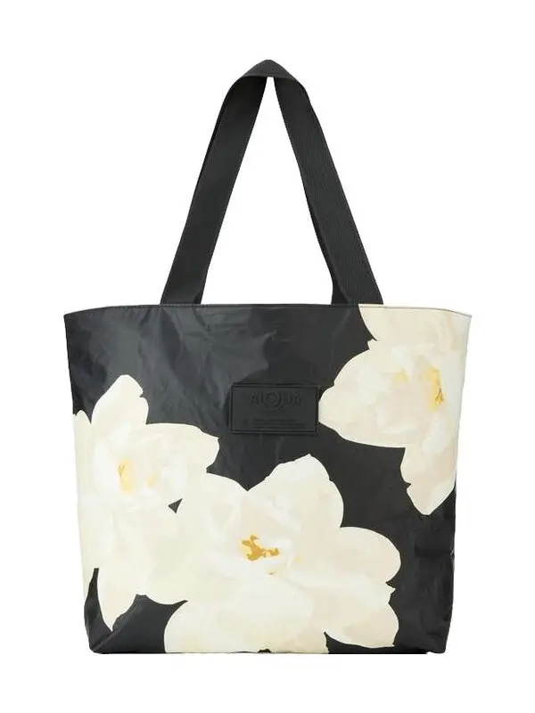 ALOHA COLLECTION Floral Water-resistant Tote - Snow/black