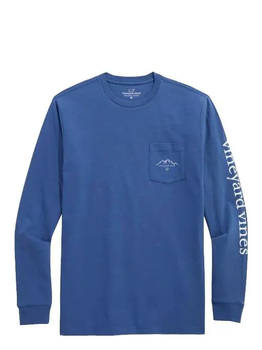Vineyard Vines Winter Scene Long Sleeve Cotton Graphic Pocket T-shirt - Moonshine