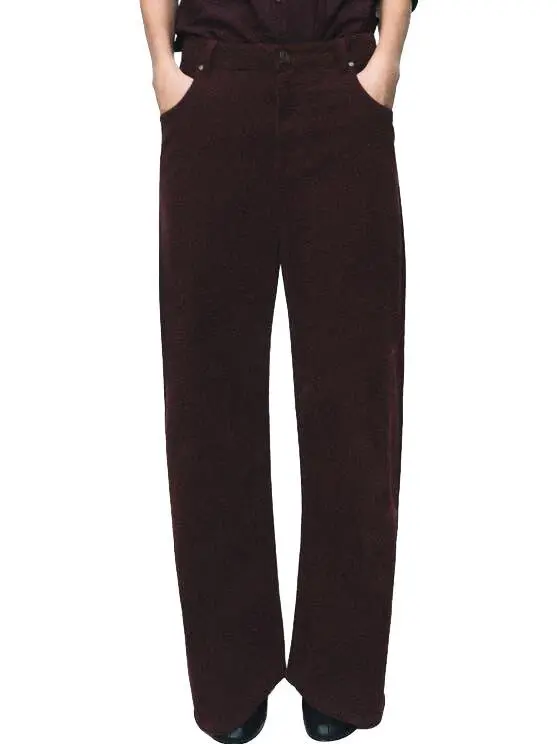 Mango Wide-leg Corduroy Pants - Wine