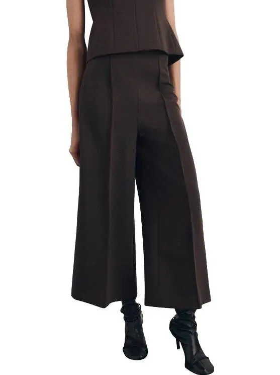 Mango Pleated Front Culottes - Brown