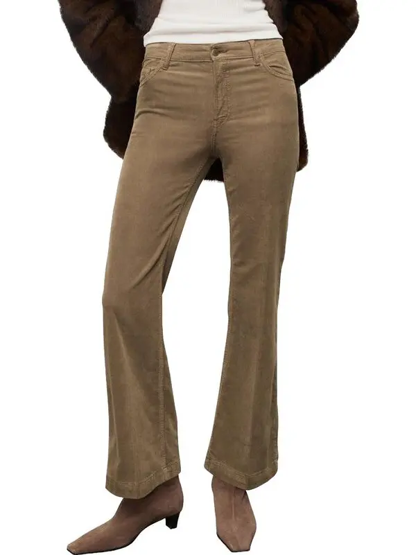 Mango Bootcut Corduroy Pants - Medium Brown