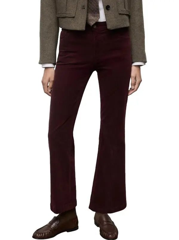 Mango Bootcut Corduroy Pants - Wine