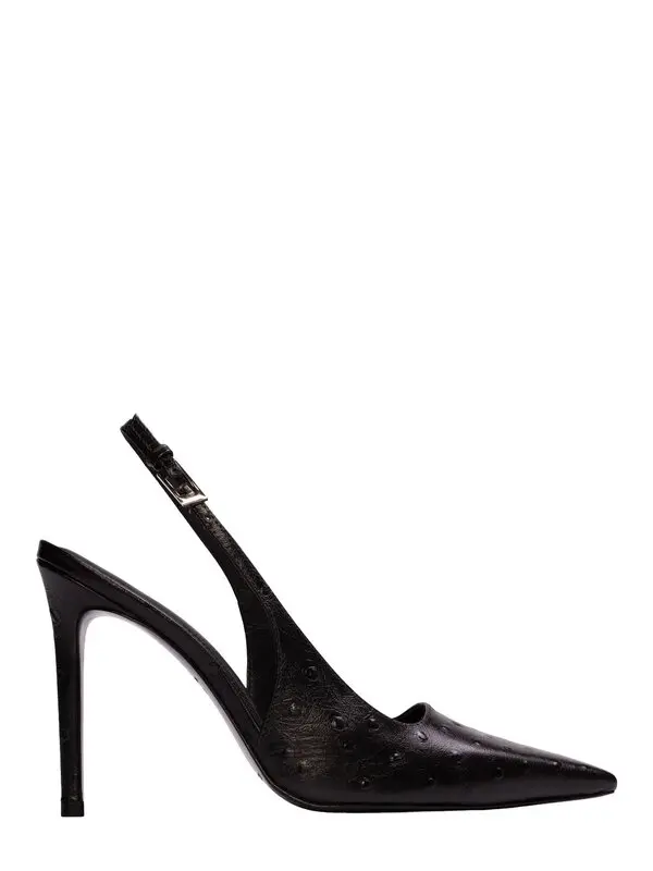 BLACK SUEDE STUDIO Lainey 100 Patent Slingback Pump - Black Patent Leather