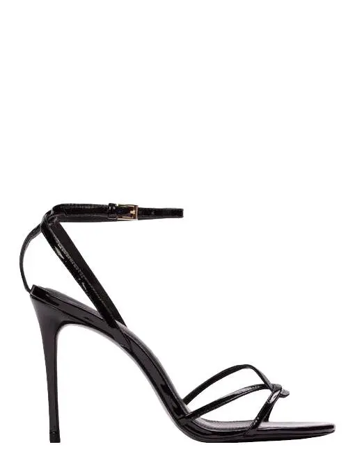BLACK SUEDE STUDIO Miley 100 Patent Sandal - Black Patent Leather