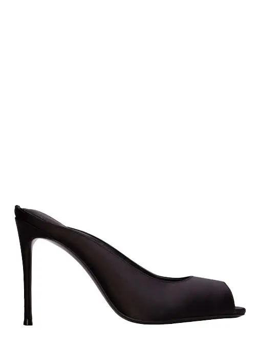 BLACK SUEDE STUDIO Shania 100 Satin Mule - Black Satin