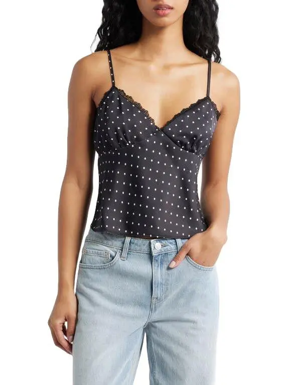 Bp. Lace Trim Camisole - Black Polka Dot
