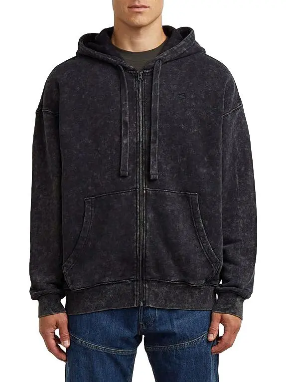 G-star Raw Washed Loose Fit Zip Hoodie - Dark Black Smokey