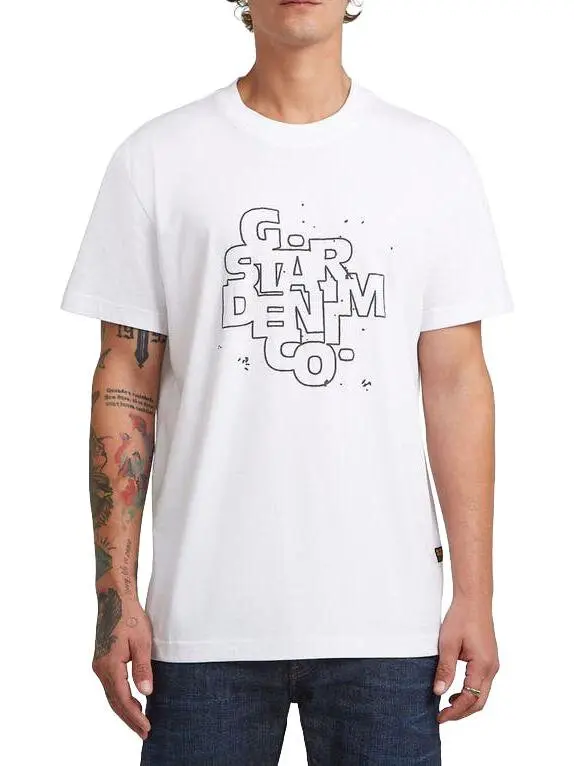 G-star Raw Hd Print Organic Cotton Graphic T-shirt - White