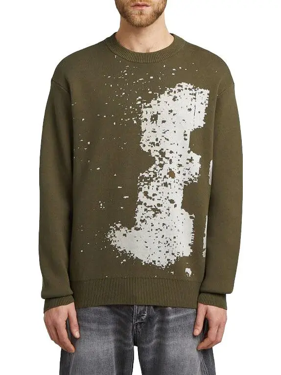 G-star Raw Sprayed 89 Relaxed Organic Cotton Crewneck Sweater - Dark Olive