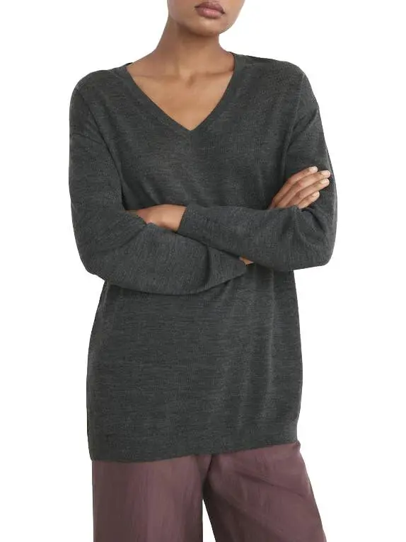 Mango V-neck Wool Pajama Sweater - Charcoal