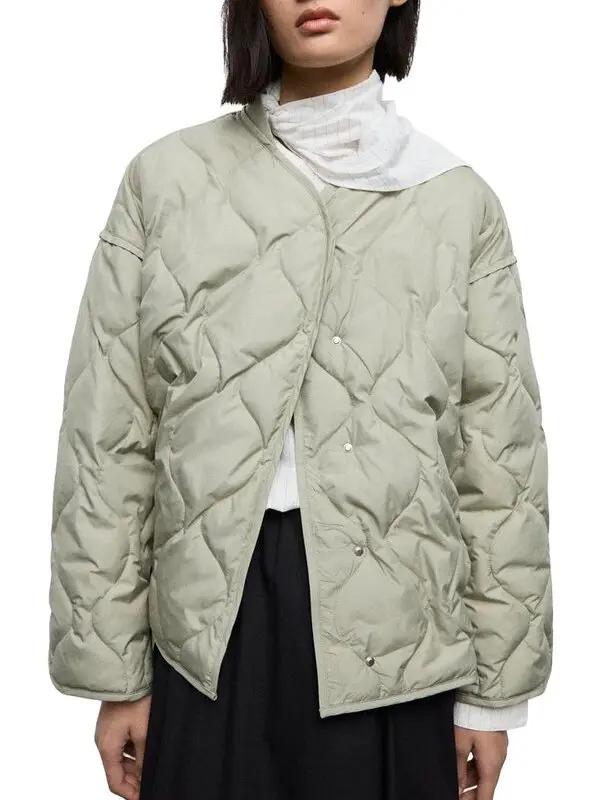 Mango Quilted Anorak - Pastel Green
