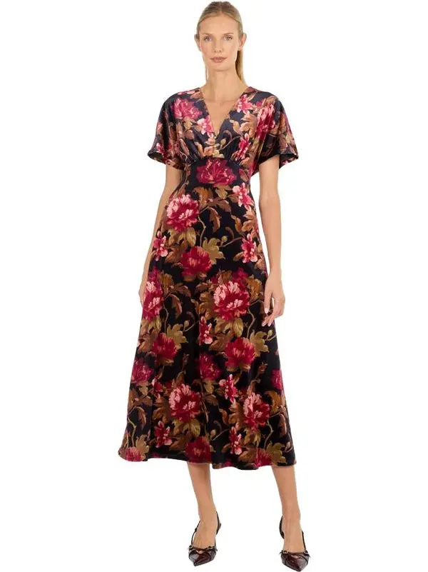 SUPER NATURAL BY SECRET MISSION Floral Print Velvet Maxi Dress - Night Floral