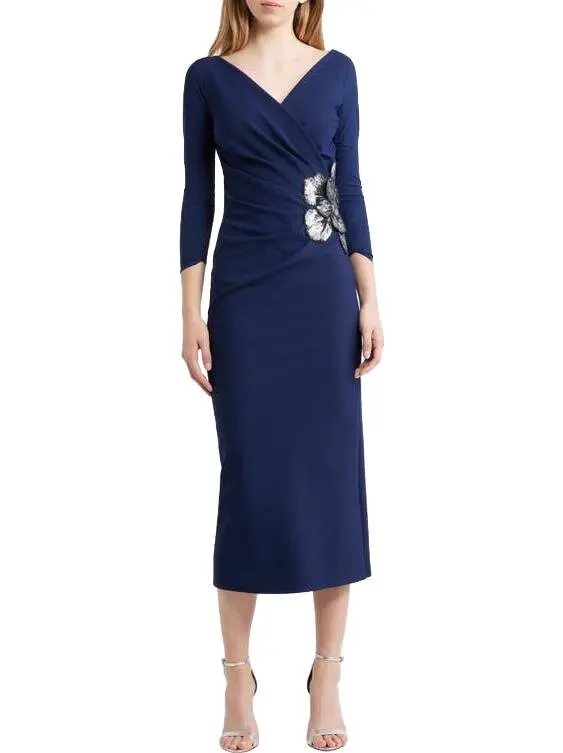 Chiara Boni La Petite Robe Sequin Appliqué Knit Midi Dress - Blu Notte