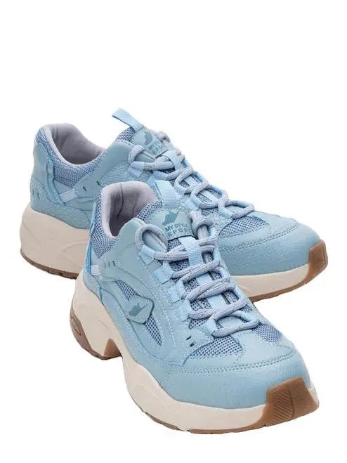 PROLOGUE SHOES Bambi Printed Mesh Sneakers - Blue Faux Leather