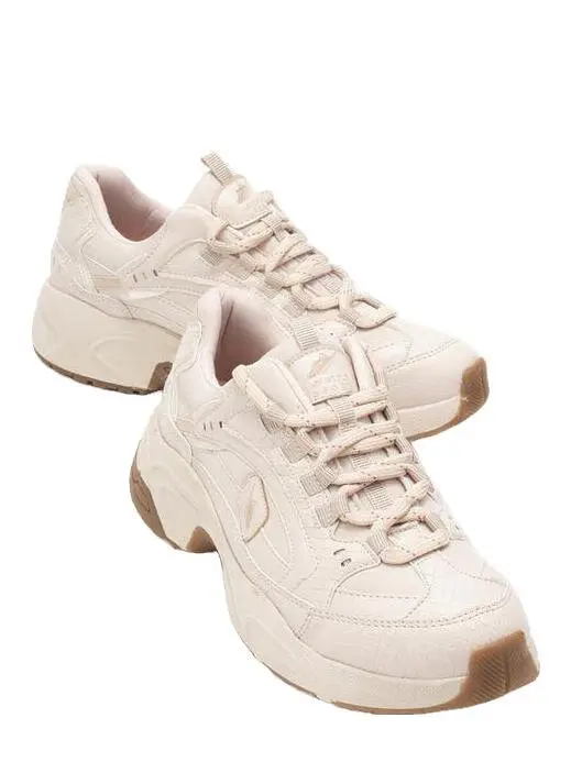 PROLOGUE SHOES Bambi Printed Mesh Sneakers - Sand Faux Leather