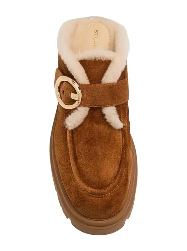 STUART WEITZMAN Benni Shearling-lined Mules - Brown