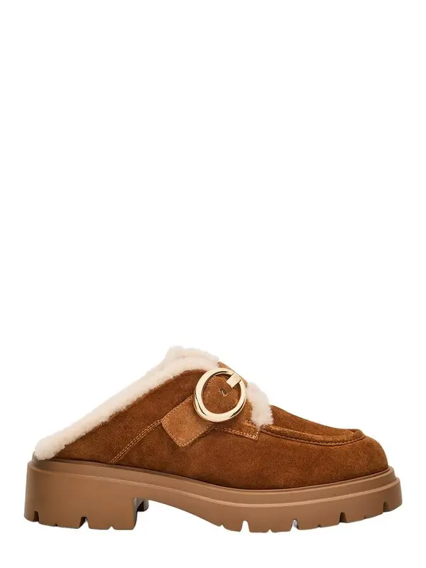 STUART WEITZMAN Benni Shearling-lined Mules - Light Brow